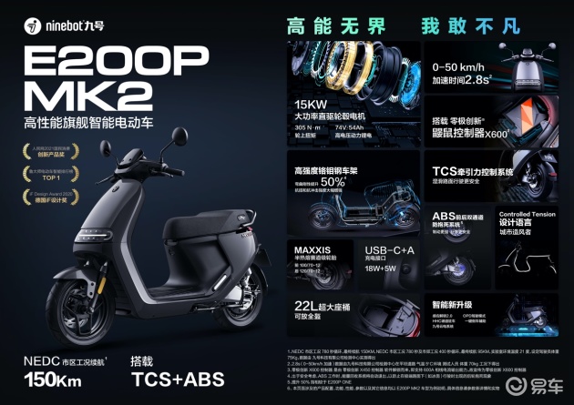 九号电动车E200P MK2引领电动摩托车开启TCS时代_易车