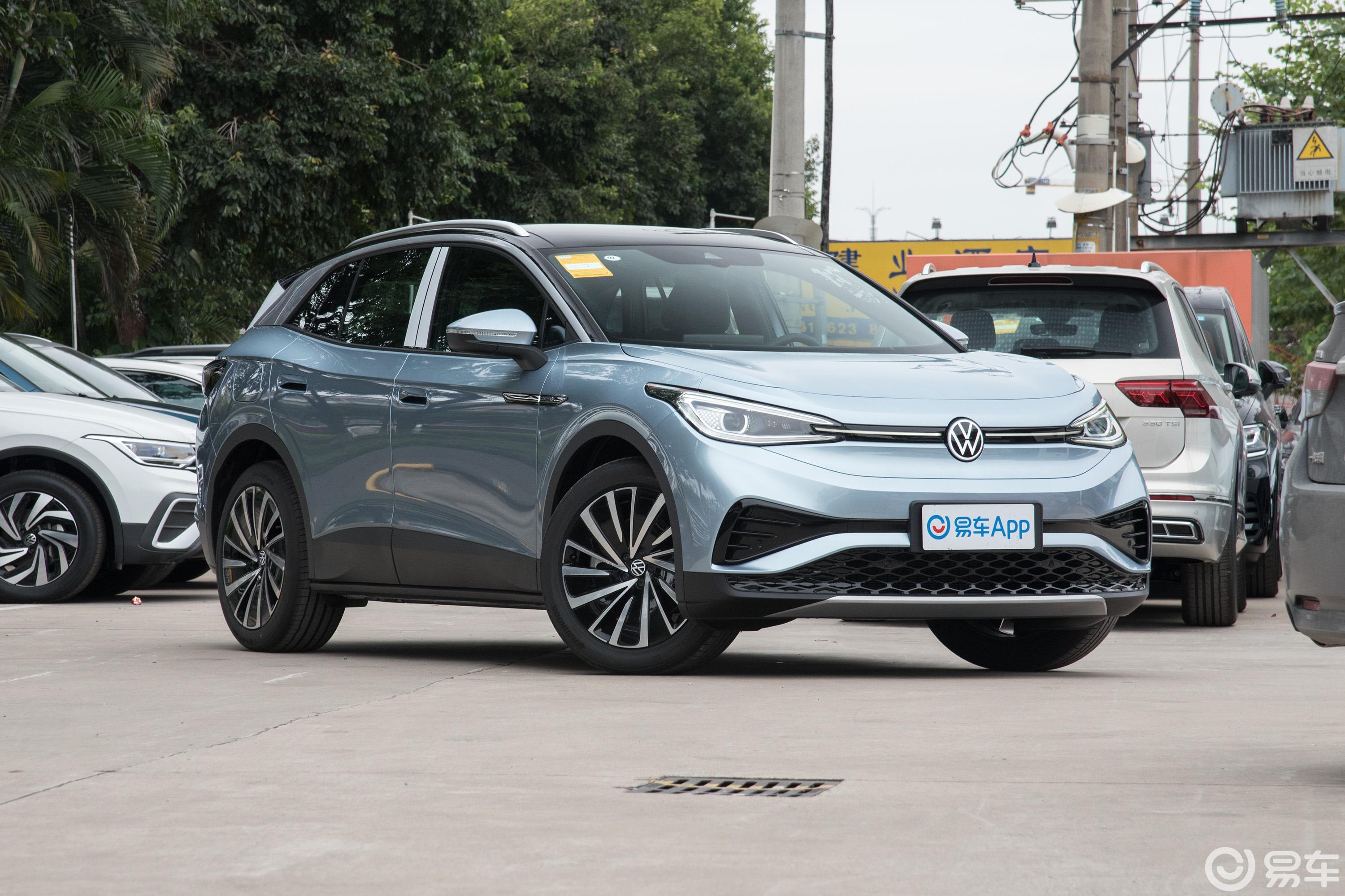 【ID.4 X607km 纯净长续航版侧前45度车头向右水平图片-汽车图片大全】-易车